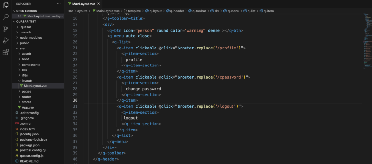 Menu and Dialog Creation using Quasar framework - Spiceworks Myanmar